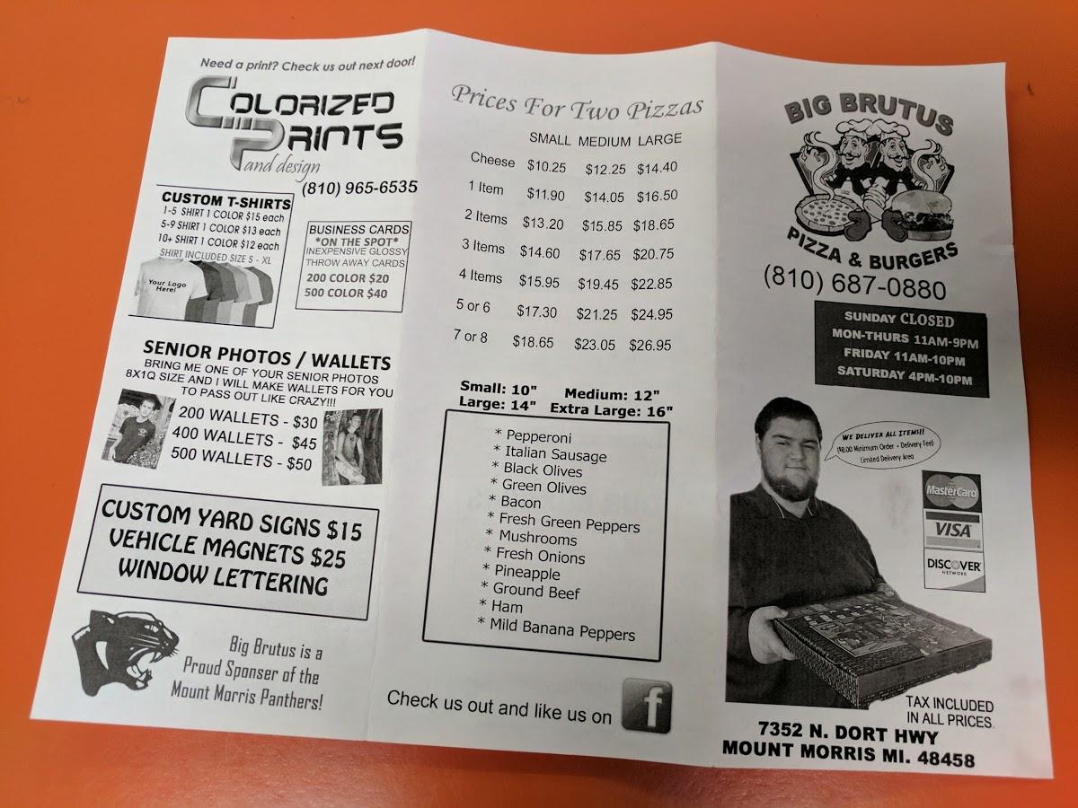 Big Brutus Pizza in Mount Morris - Restaurant menu and reviews