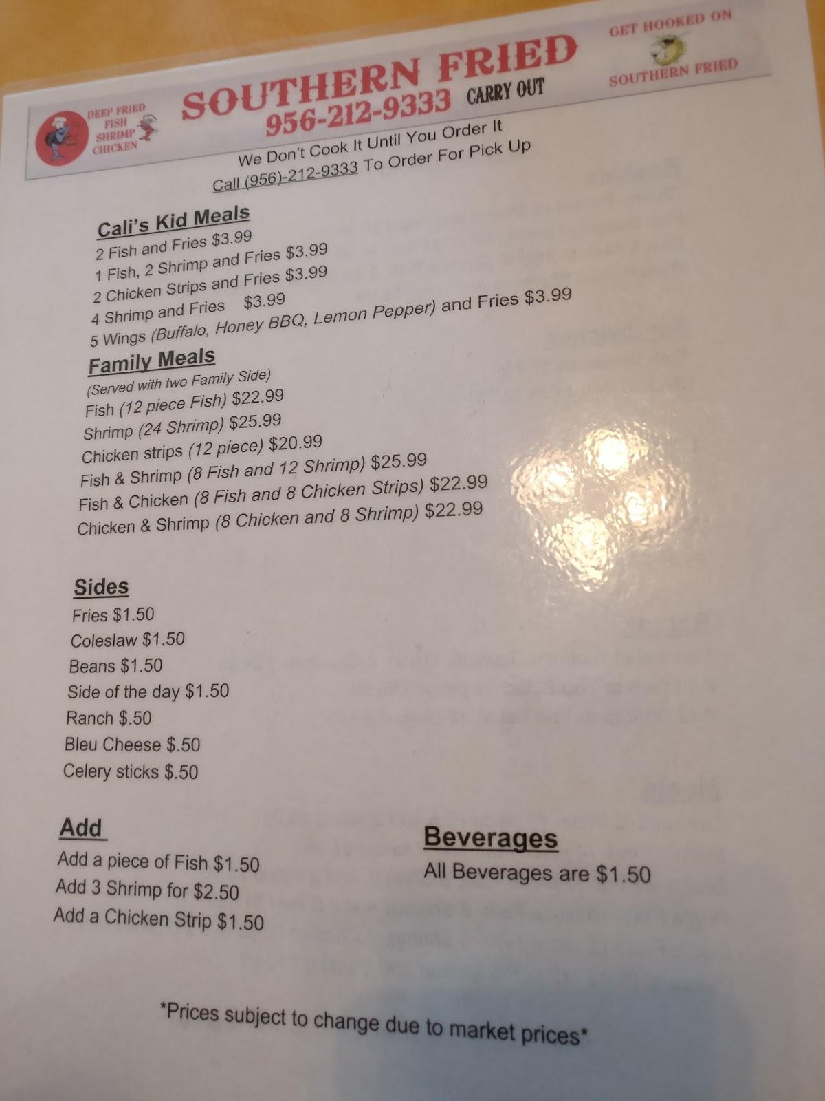 Menu at Southern Fried restaurant, Mission, N Conway Ave