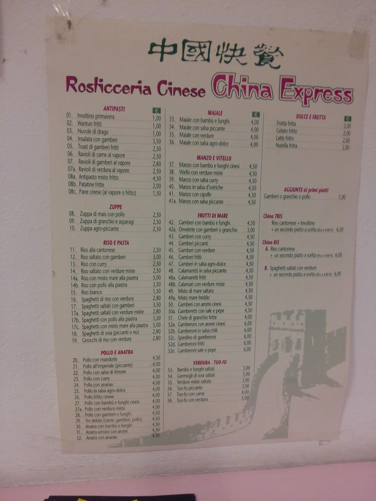 Menu da China Express - Rosticceria Cinese, Legnago