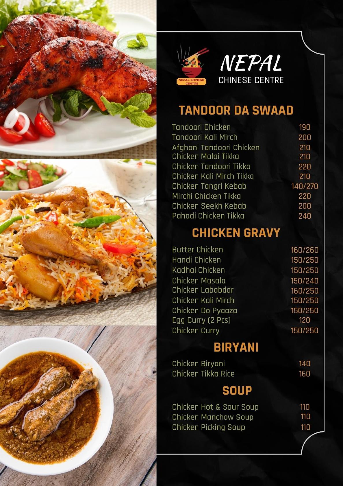 Menu at Nepal Chinese Centre (Chinhat), Lucknow, 4/136