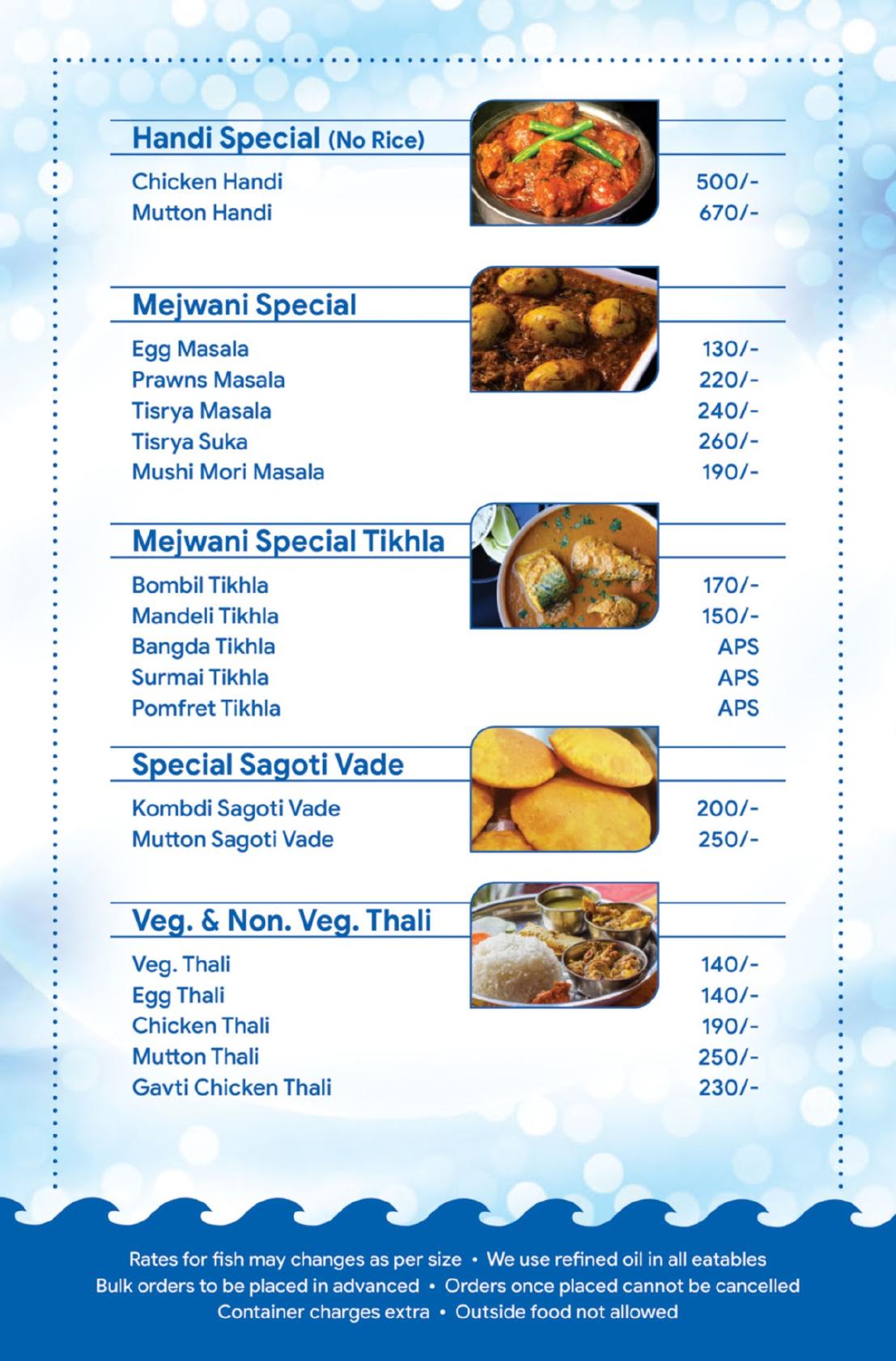 Menu at Mejwani Malvani Restaurant, Mumbai, Rama Nivas