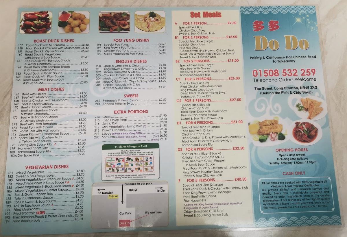 Menu at Do Do fast food, Long Stratton