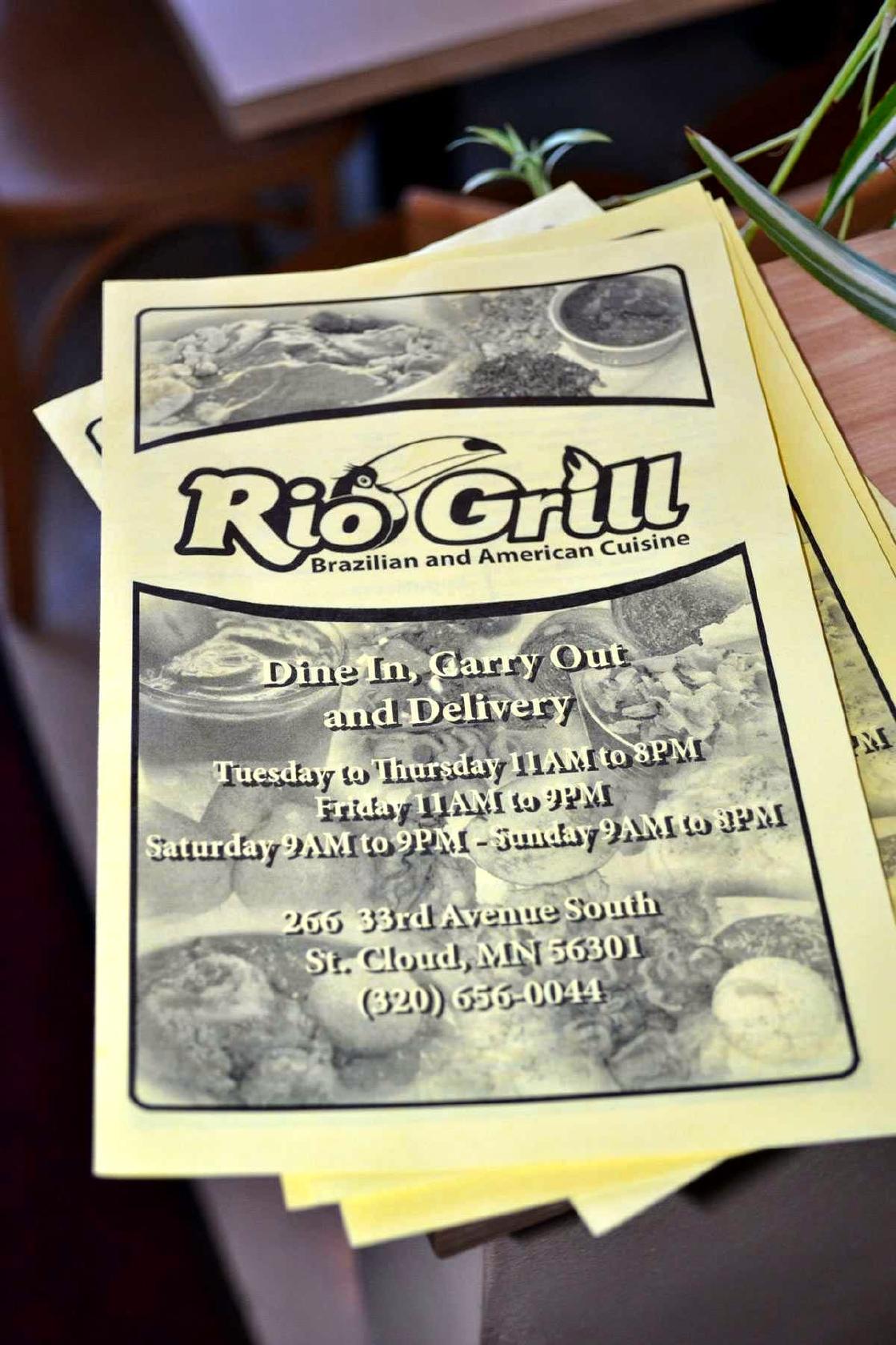 Menu at Rio Grill restaurant, St. Cloud