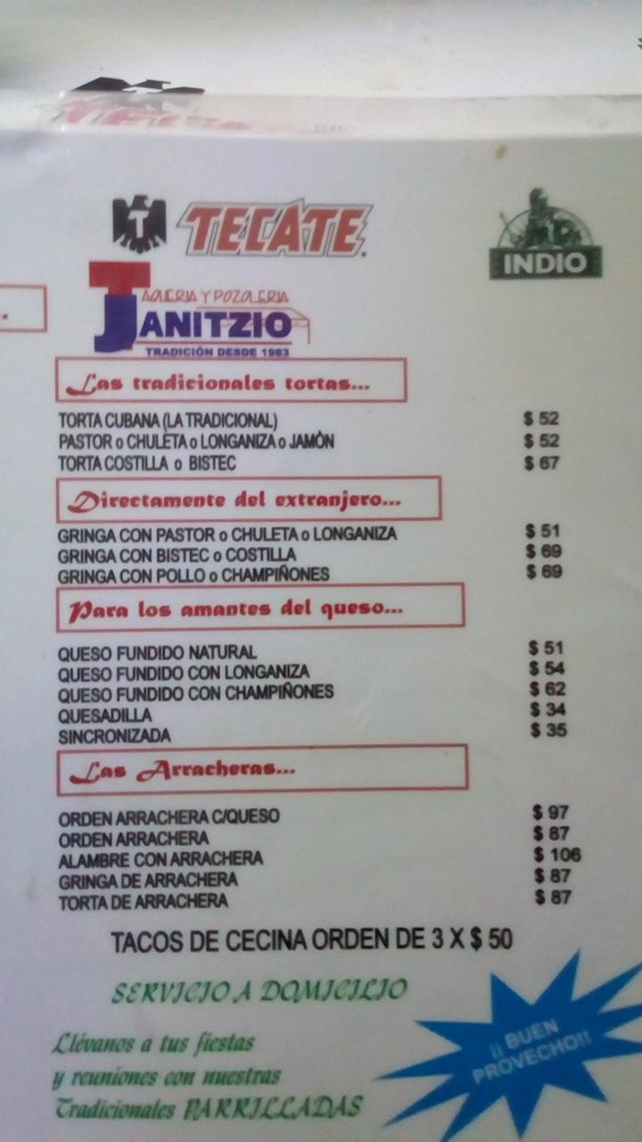 Carta del restaurante Taquería y Pozolería Janitzio, Jiutepec