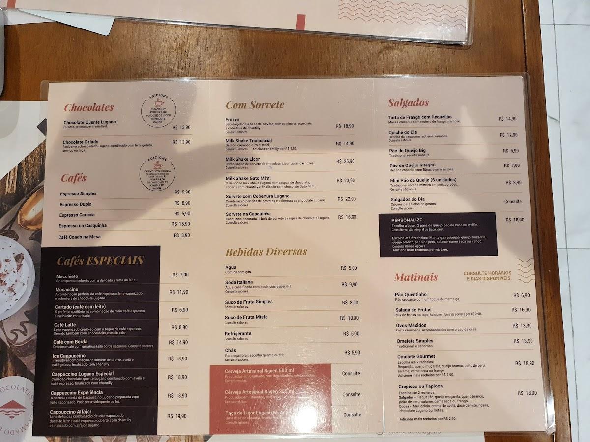Menu em LUGANO - Cafeteria e Chocolataria, São Luís