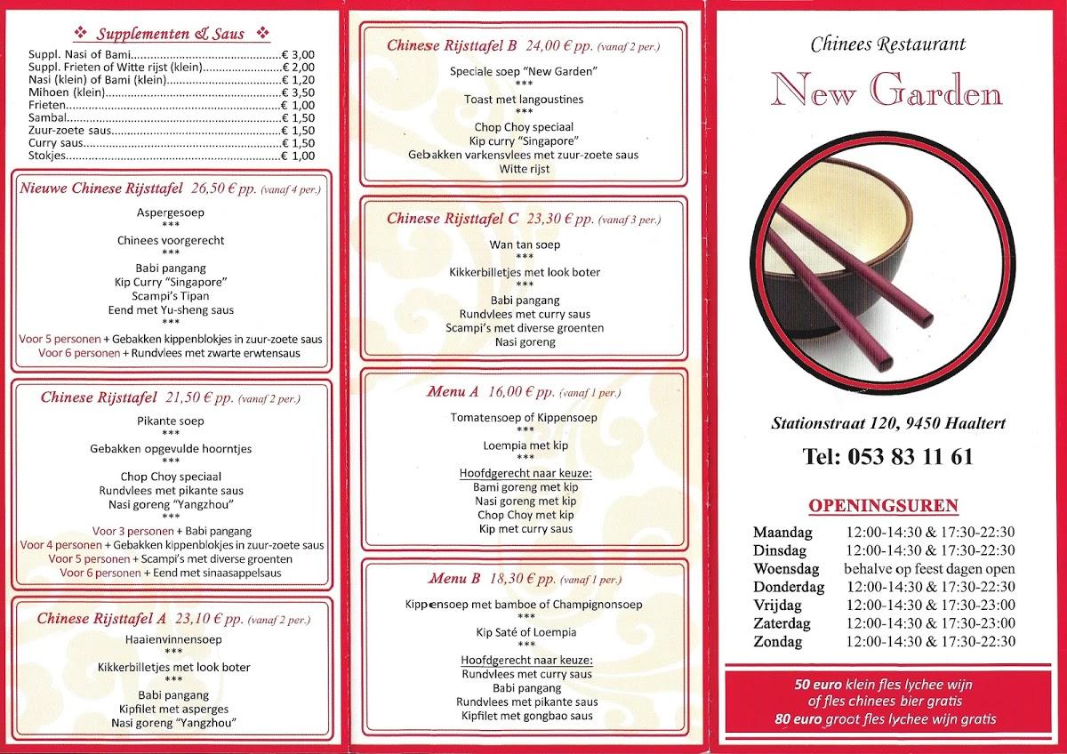 Menu at New Garden, Haaltert