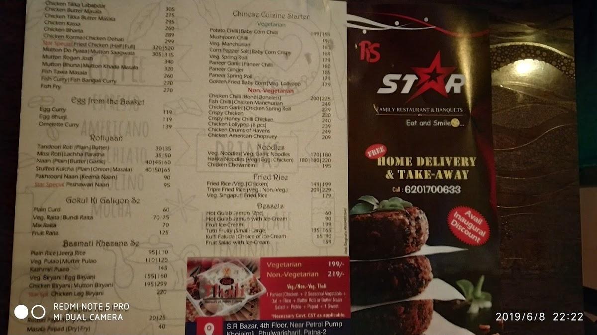 Menu at RS Star Restaurant & Banquet, Patna