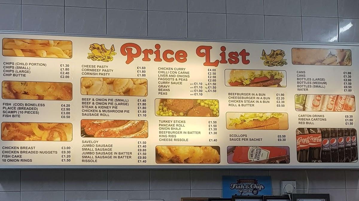 Menu at Cross Fish Bar, Pontardawe