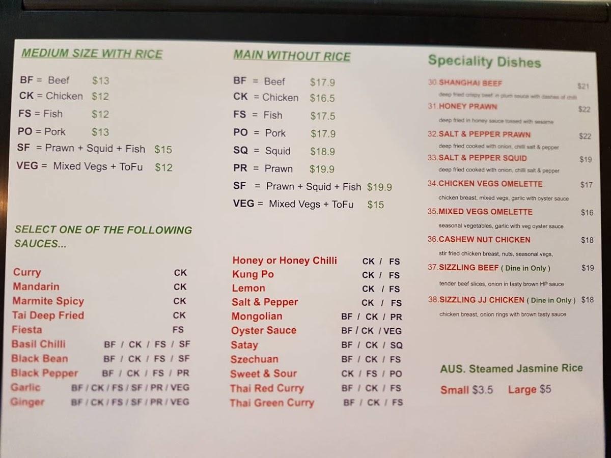 Menu at The Mint Asian - Noodle & Rice restaurant, East Perth