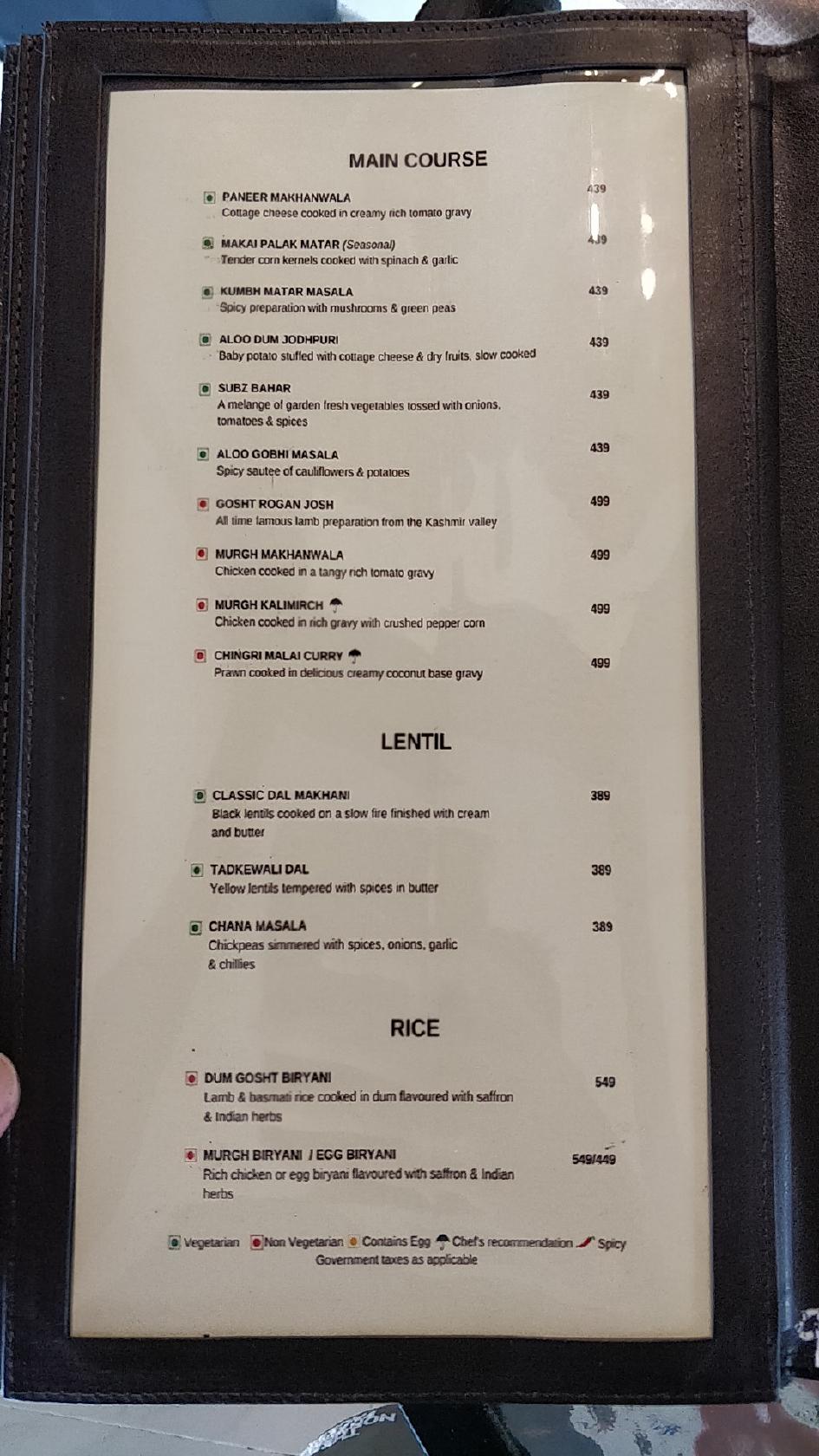 Menu at Rain Cafe, Cherrapunjee