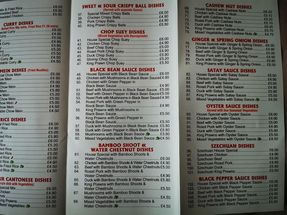 Menu at Milton Chinese Takeaway fast food, Stoke-on-Trent