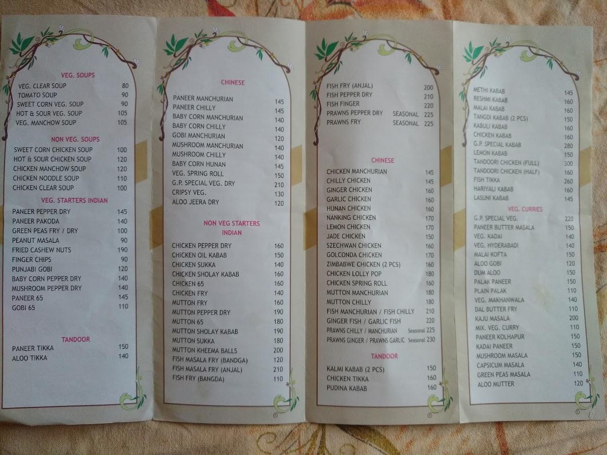 Menu at Guru Palace Restaurant, Bengaluru
