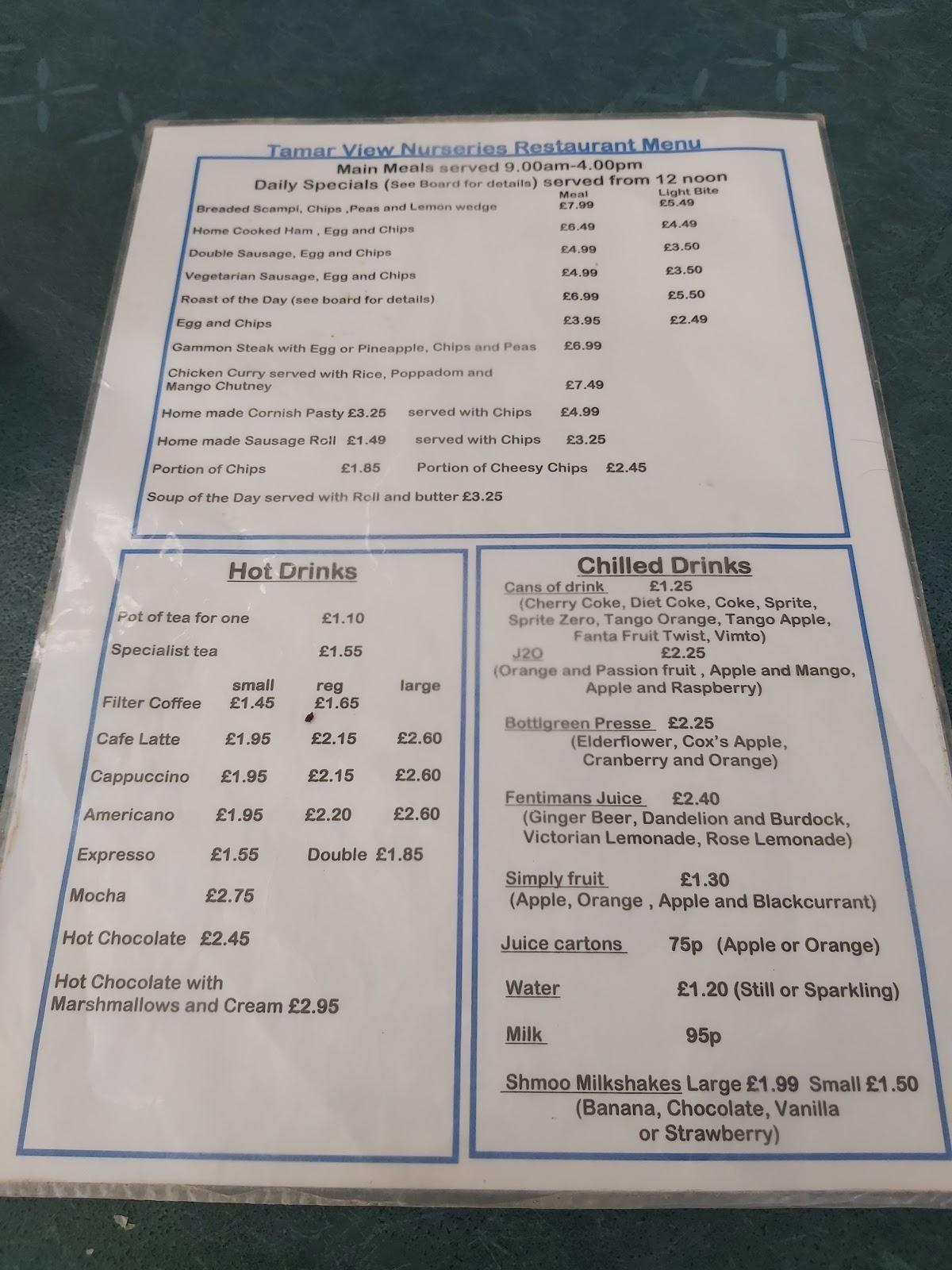 Menu at Tamar View Restaurant, Saltash