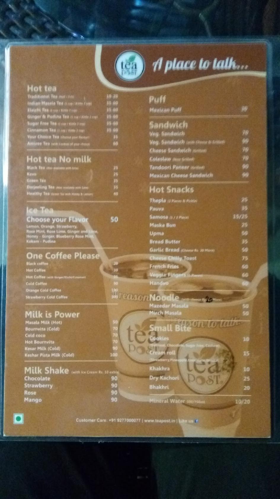 Menu at Tea Post, Mumbai, Shop no-15