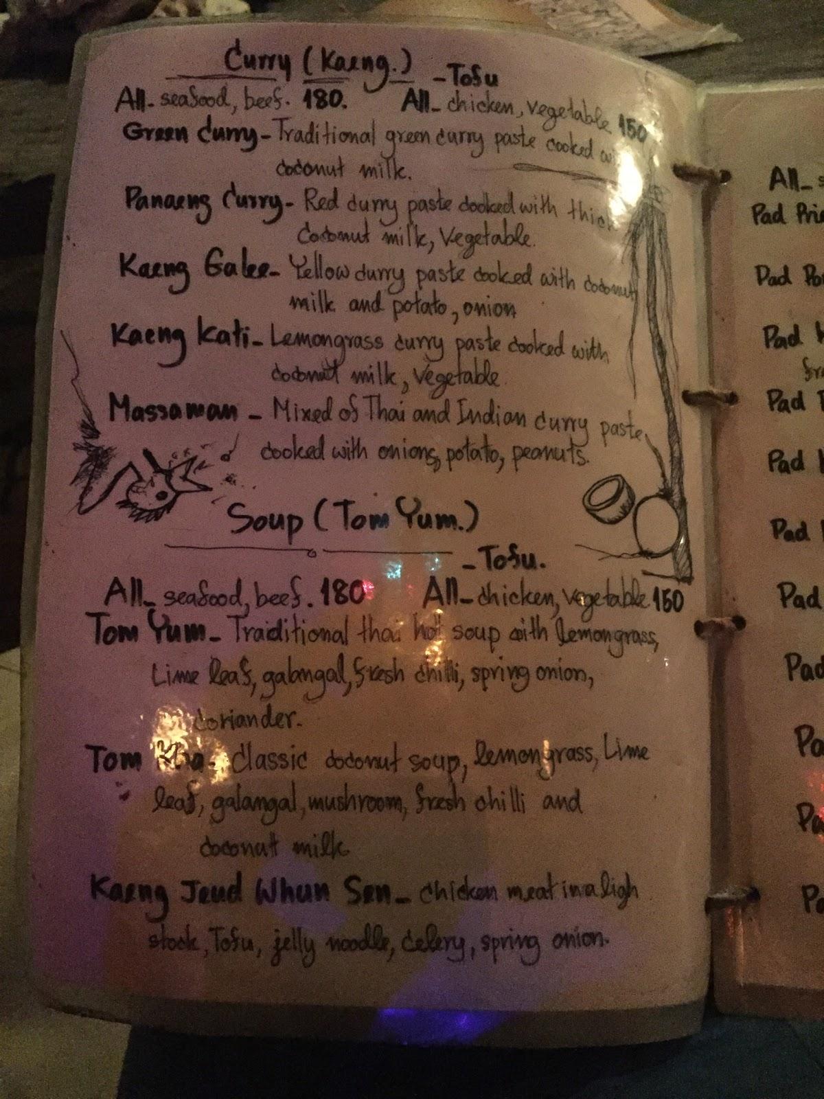 Carta de Where Else Restaurant & Bar, Ko Lanta Yai