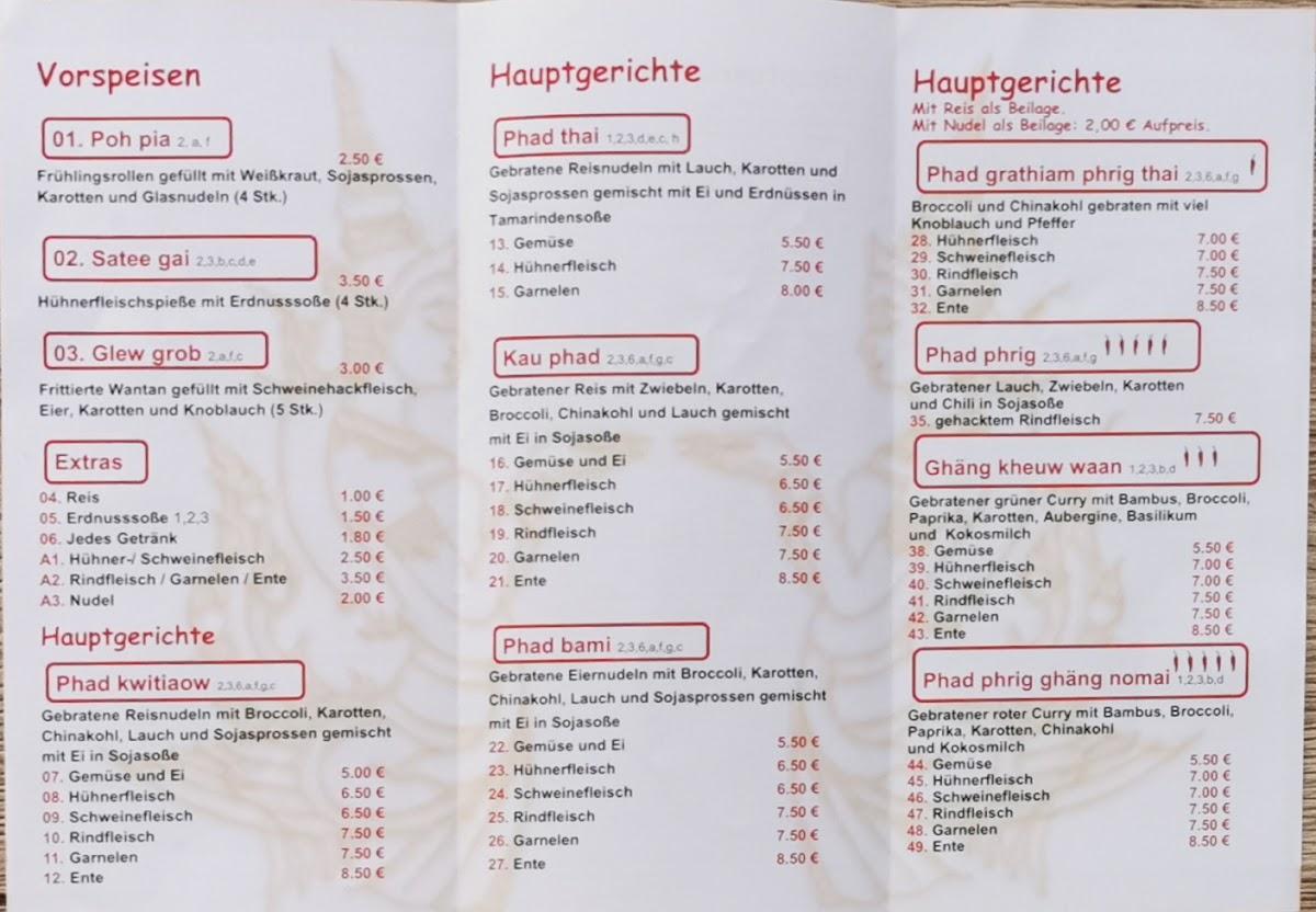 Speisekarte von Manora Thai Imbiss pub & Bar, Wörth am Main