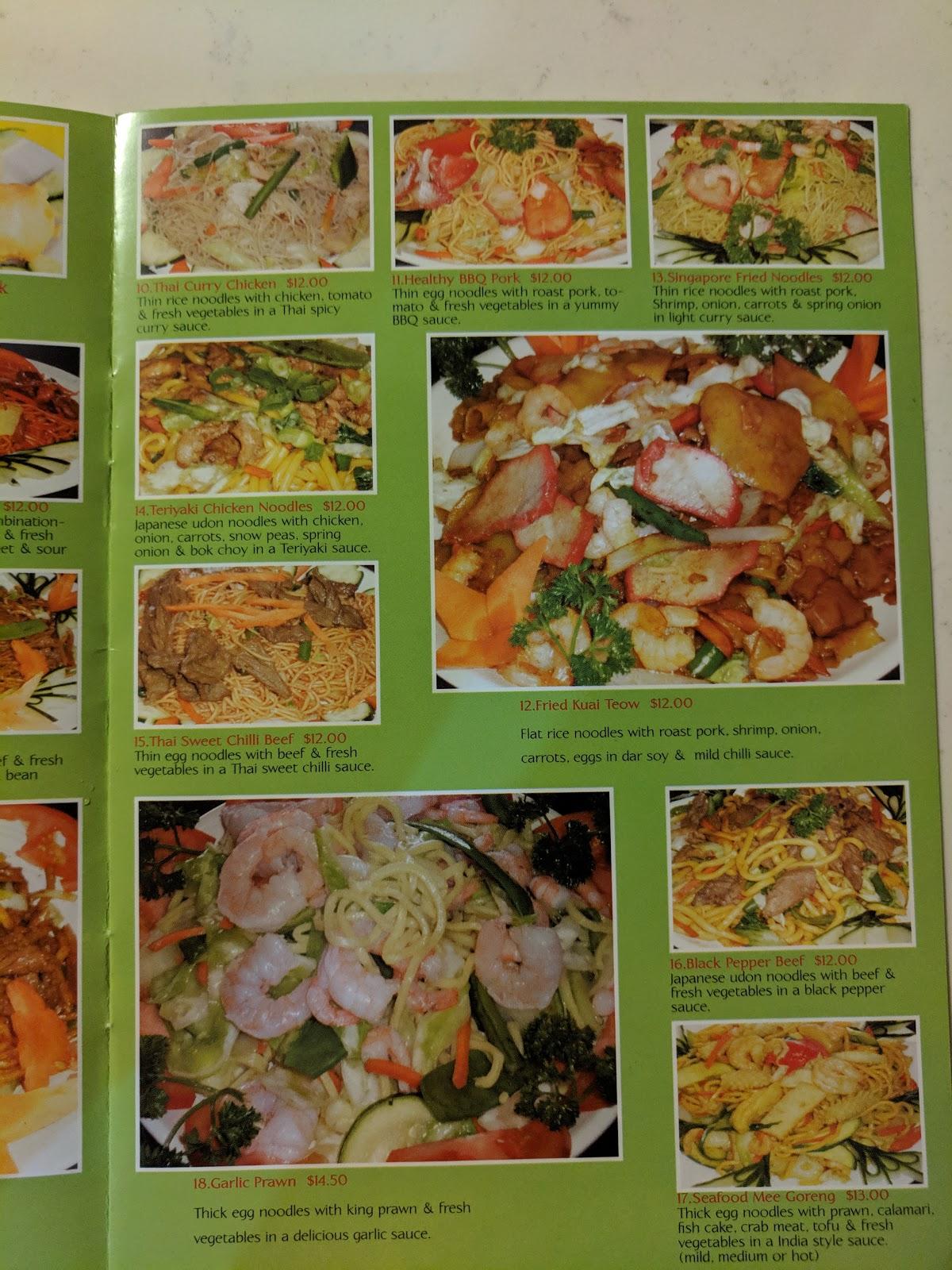 Menu at Healthy Noodle restaurant, Gympie