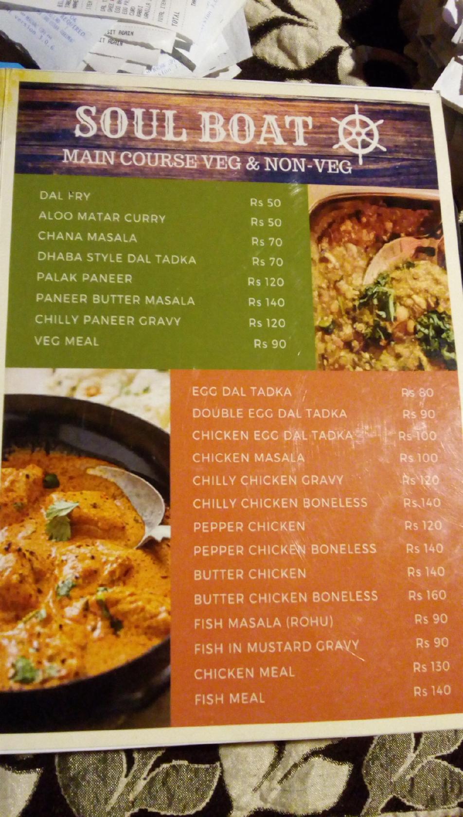 Menu at Soul Boat, Mysuru, 291-CA