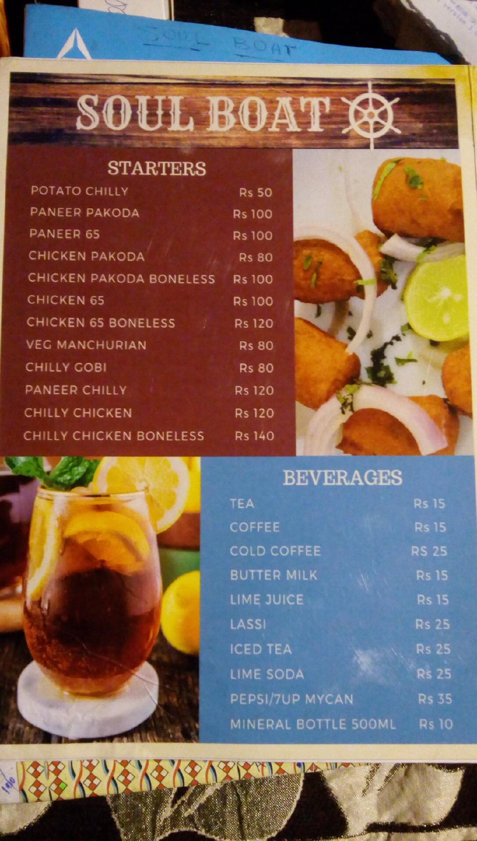 Menu at Soul Boat, Mysuru, 291-CA