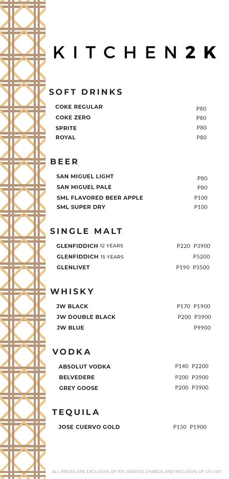 Menu at Kitchen 2K restaurant, Tacloban City