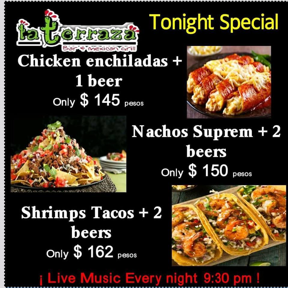 Menu at La Terraza bar & mexican grill, Isla Mujeres