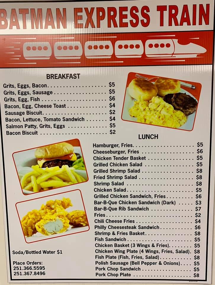 Menu at Batman Express Mobile AL restaurant, Mobile