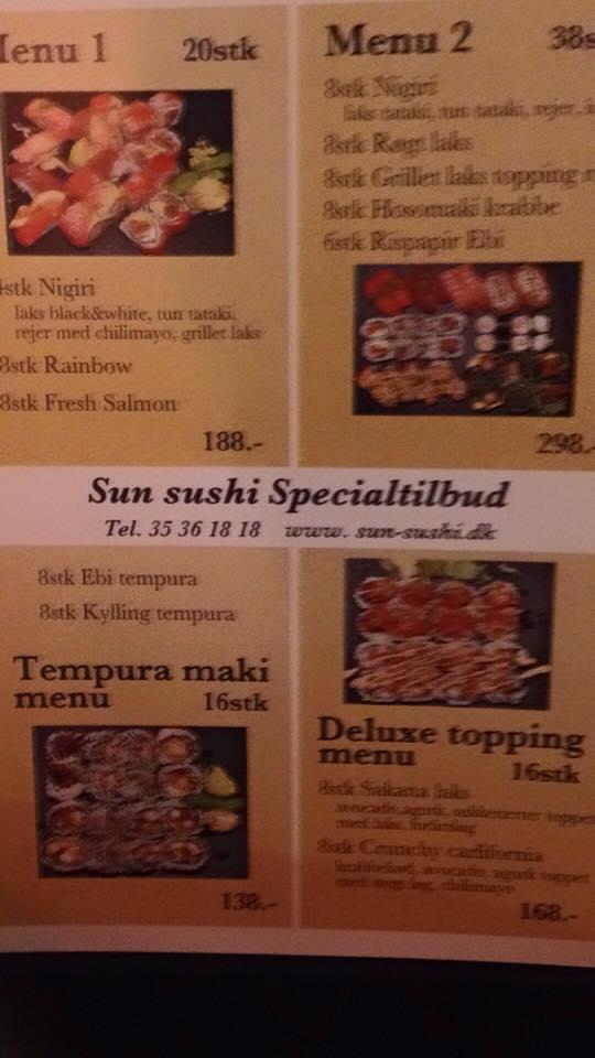 Speisekarte von SUN-SUSHI restaurant, Kopenhagen