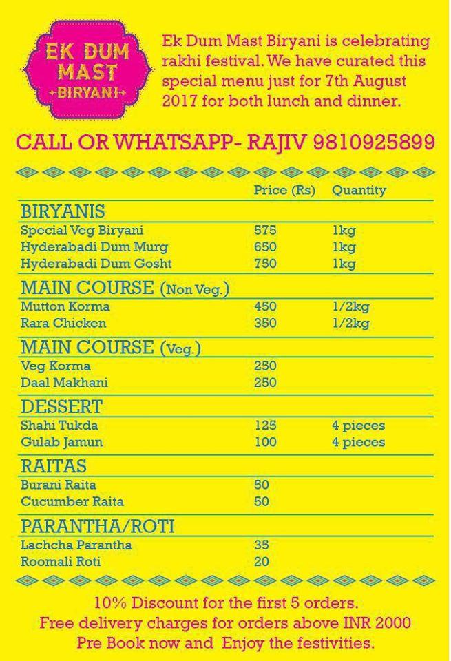 Menu at Ek Dum Mast Biryani Gurugram, Gurugram, Sector 27, Hamilton ...