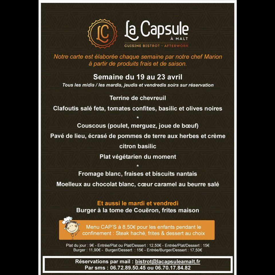 Menu au La Capsule à Malt pub et bar, Vigneux-de-Bretagne, 2 rue Albert ...