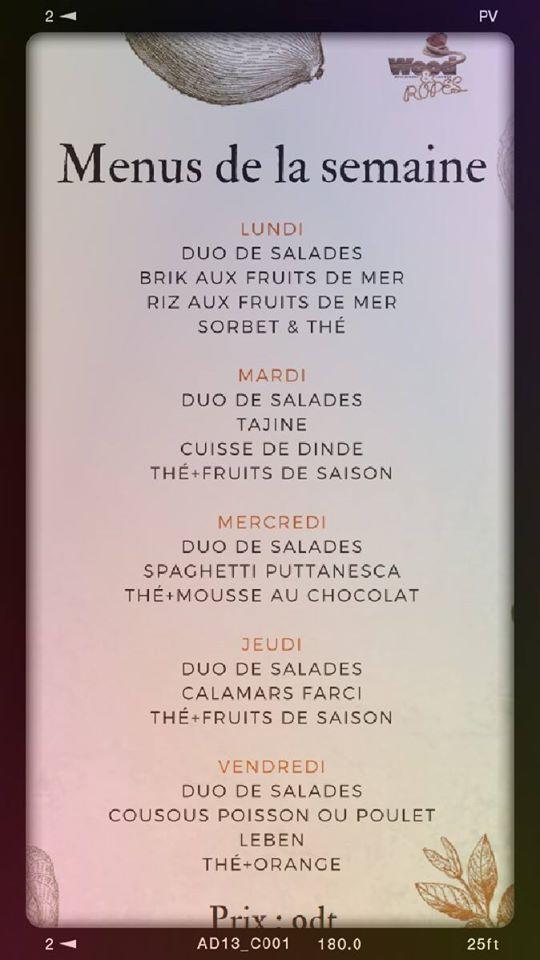 Menu au Wood&Ropes, Mégrine