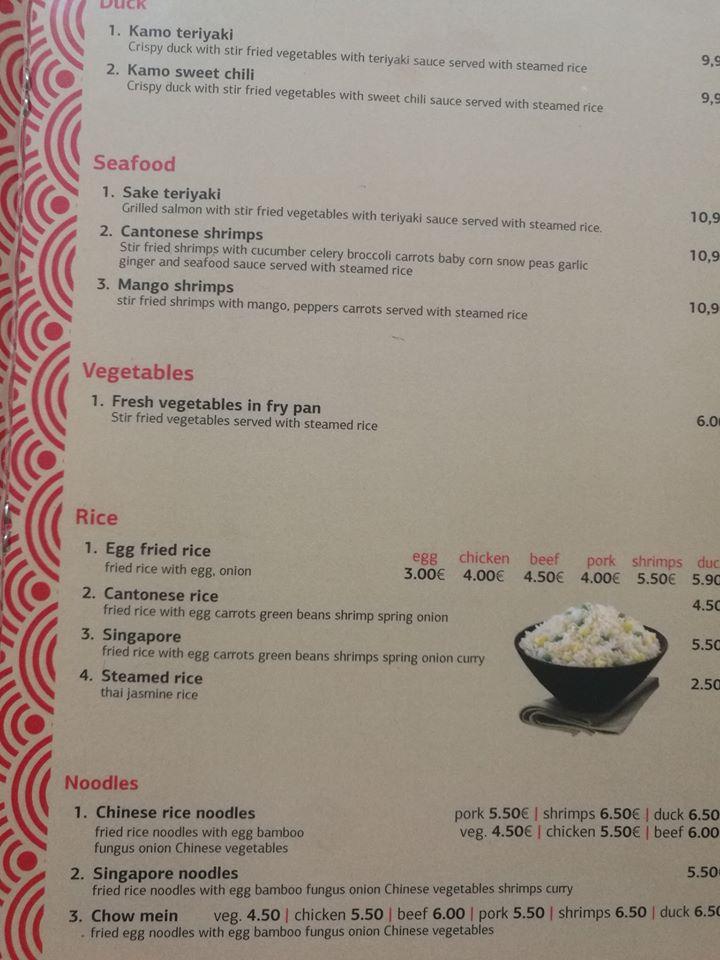 Menu at Mr Lee Chinese Restaurant Corfu Town, Corfu