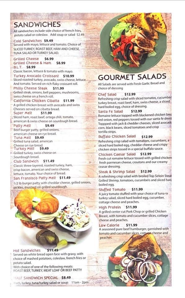 Menu at Beaumont Cafe, Beaumont