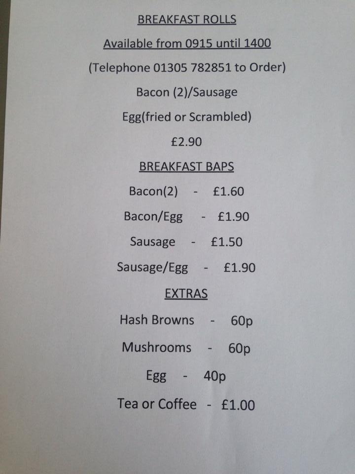 Menu at Chapelhay Fish and Chip Shop restaurant, Weymouth