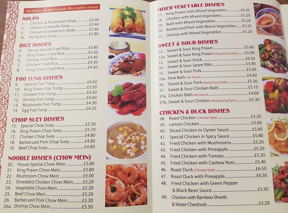 Menu at Golden Eagle fast food, Cullompton