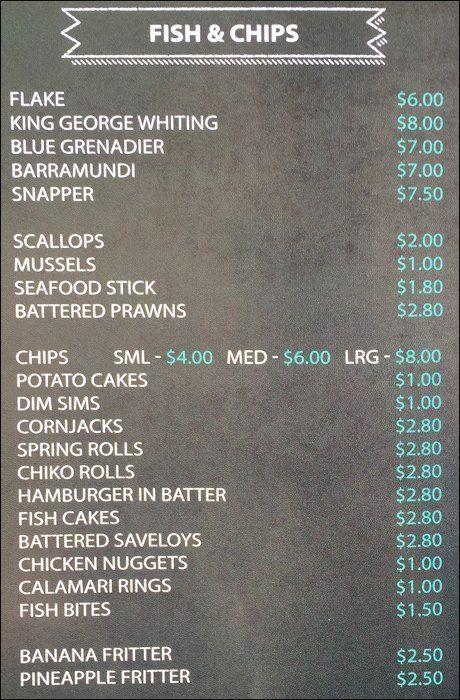 Menu at Flipping Out Fish & Chippery fast food, Greenvale