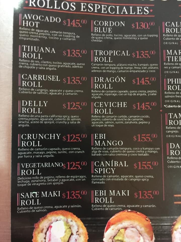 Menu at Sushi La Postal El Aguila restaurant, Tijuana, Av. del Aguila Real
