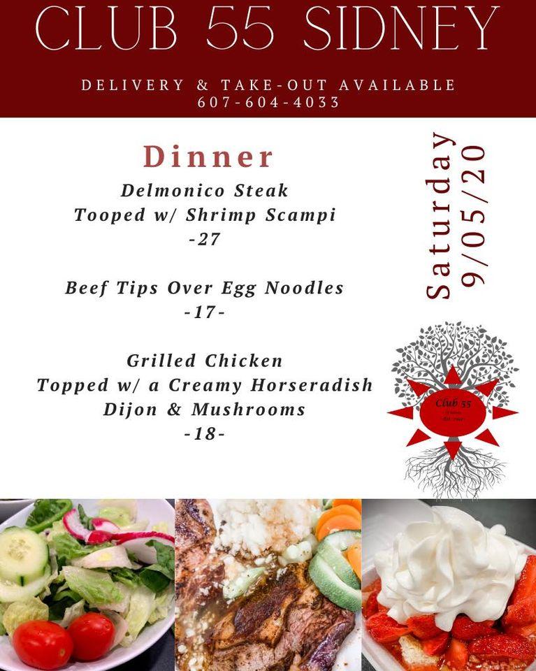 Menu at Club 55, Sidney