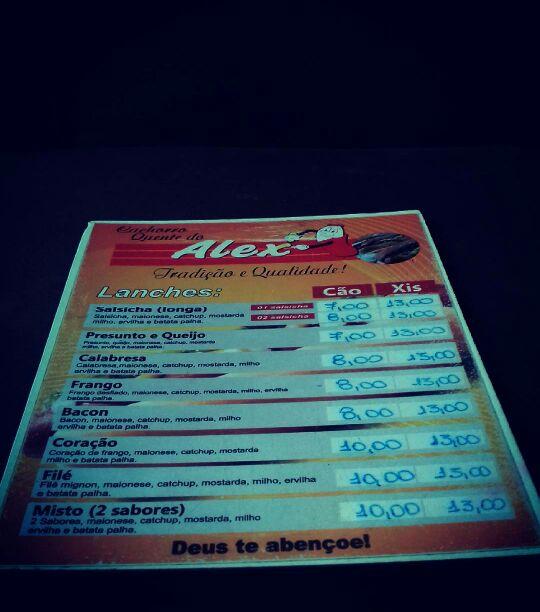 Menu em Cachorro Do Alex, Tupanciretã