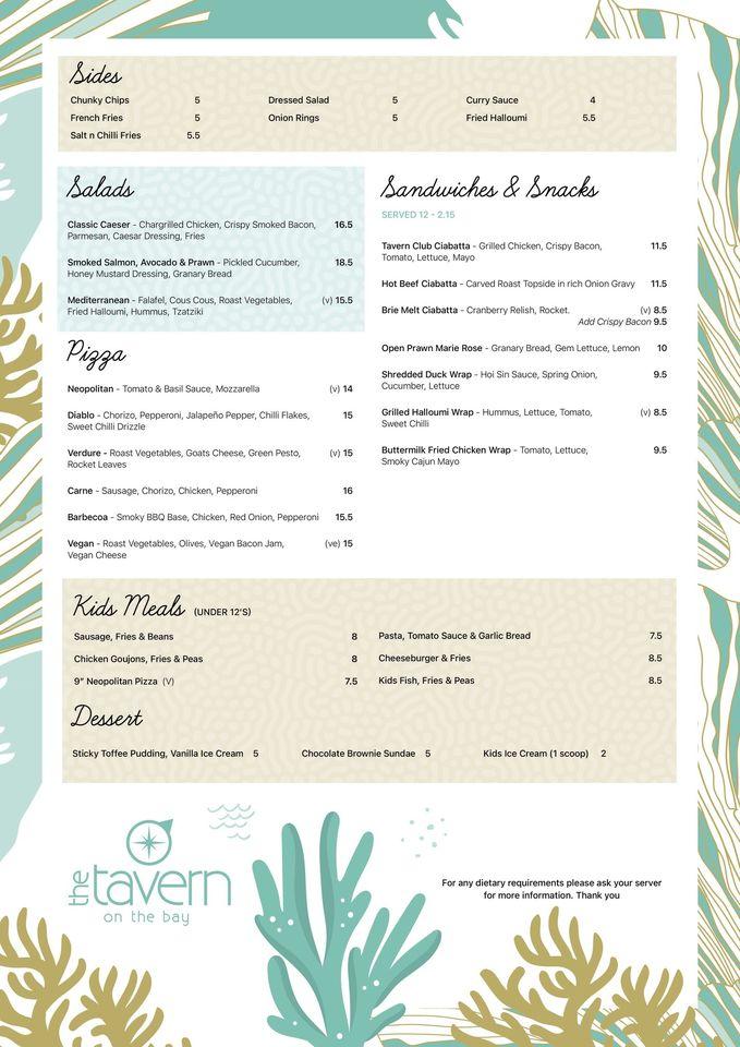 Menu at Red Wharf Bay restaurant, Pentraeth, Red Wharf Bay