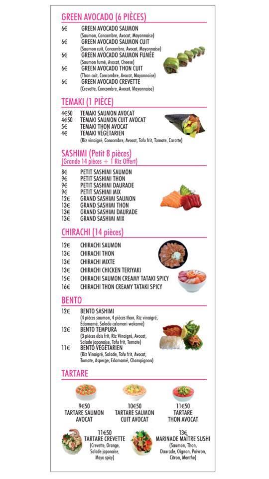 Menu au Yum yum restaurant, Antibes