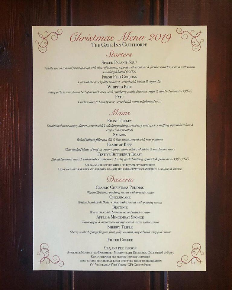 Menu at Gate Inn pub & bar, Chesterfield, Overgreen Cutthorpe