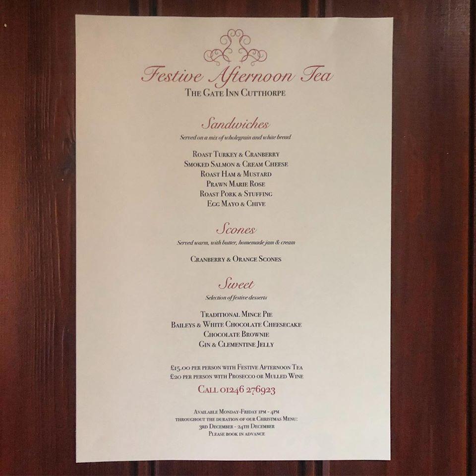 Menu at Gate Inn pub & bar, Chesterfield, Overgreen Cutthorpe
