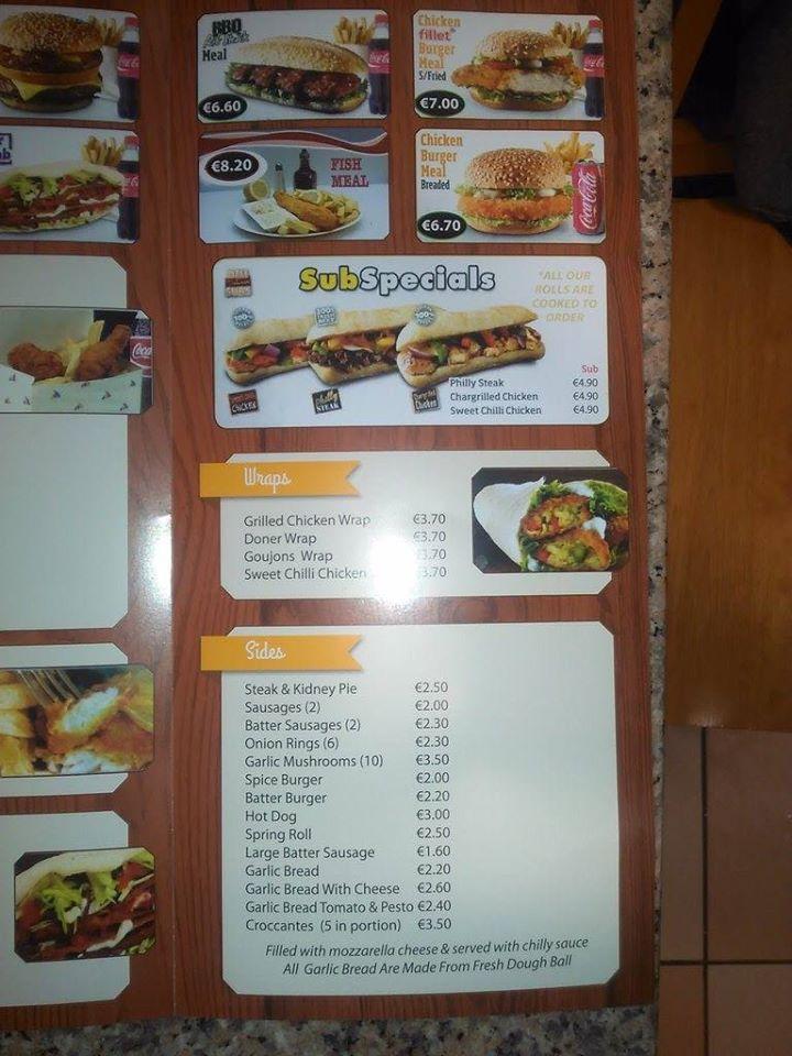 Menu at Cafolla's Takeaway & Pizzeria, Castlerea