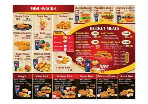 Menu at UFC “n” cafe, Pattambi