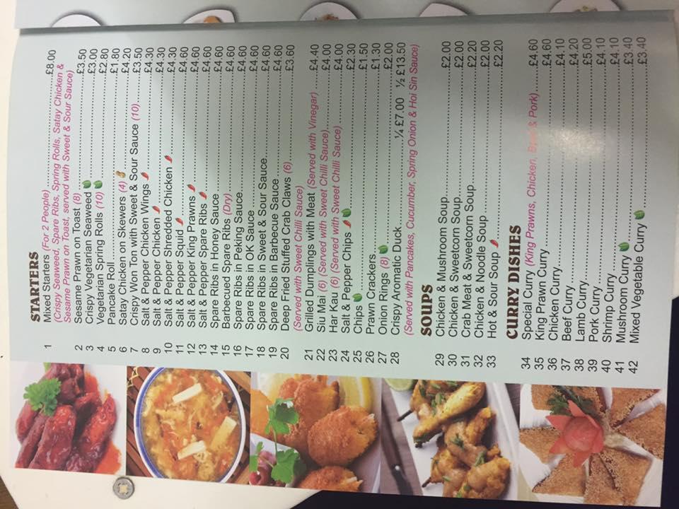 Menu at Yami Chinese Takeaway restaurant, Barnsley, 33 King St