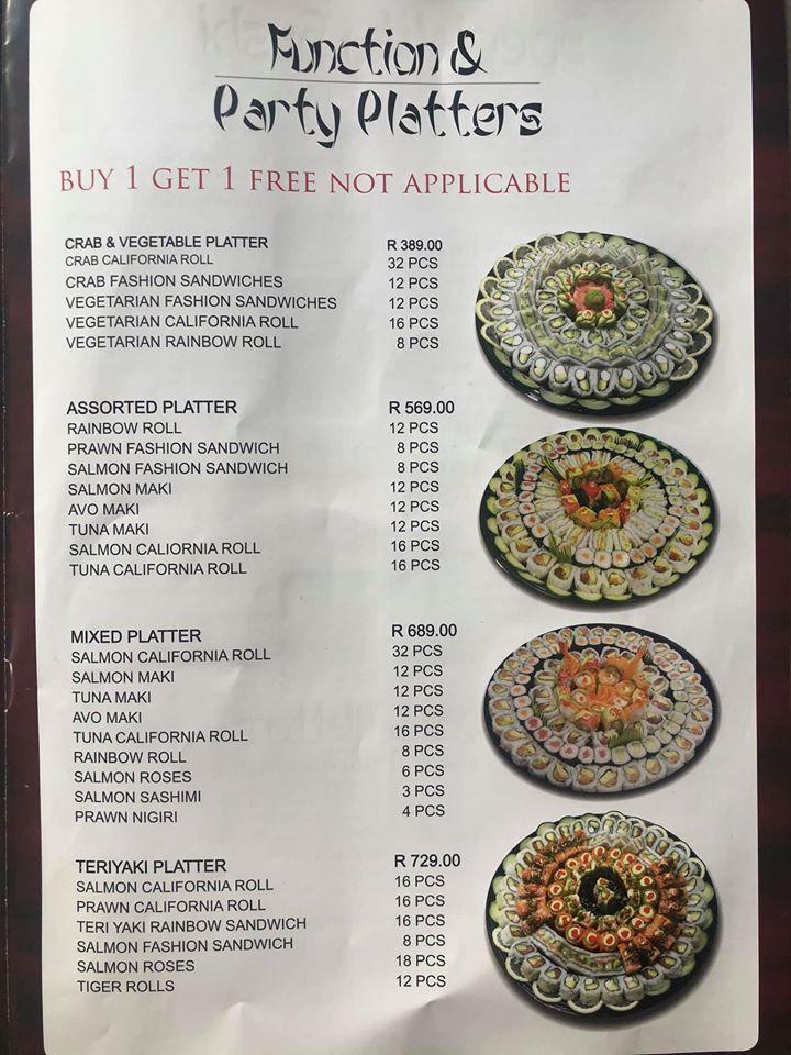 Menu at Ka Lok restaurant, Cape Town