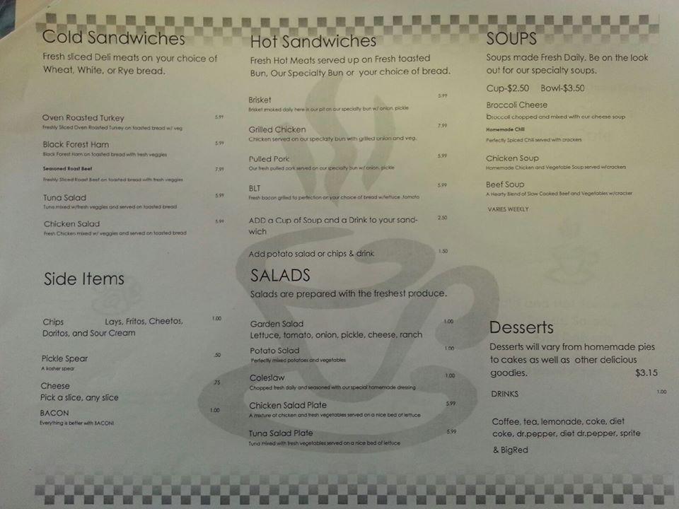 Menu at La Coste General Store Cafe, LaCoste