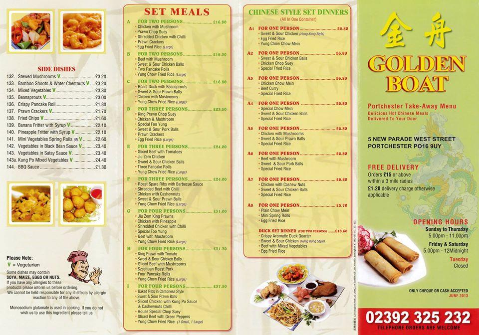 Menu at Golden Boat (Portchester) restaurant, Fareham, 5