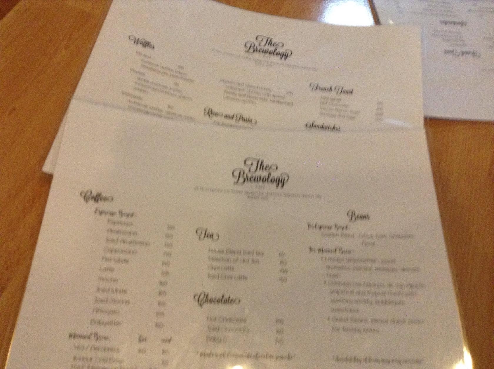 Carta de The Brewology Cafe, Ciudad Quezon