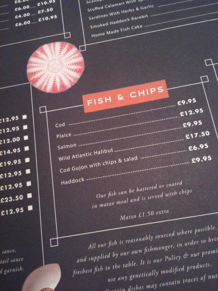 Menu at The Fish Cafe, London, 71 Hampstead High St